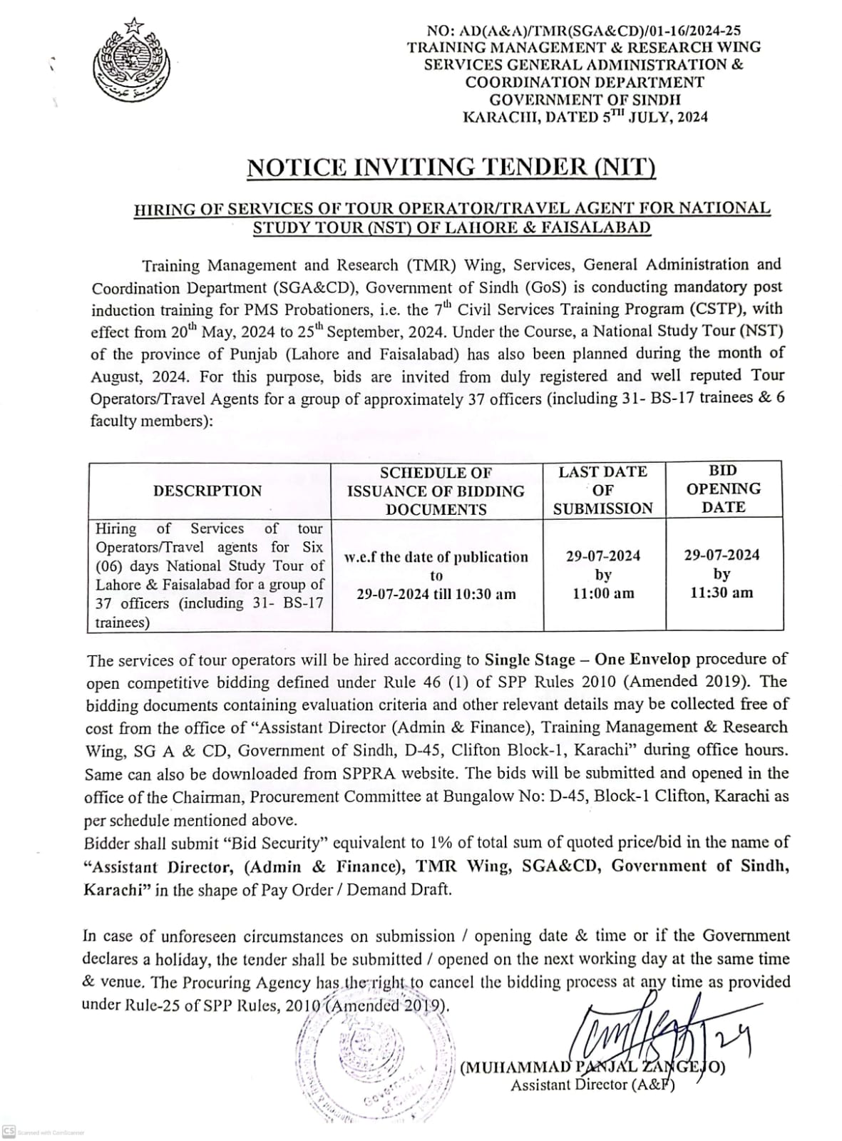 Tenders – Official Web Portal of TMR Wing SGA&CD